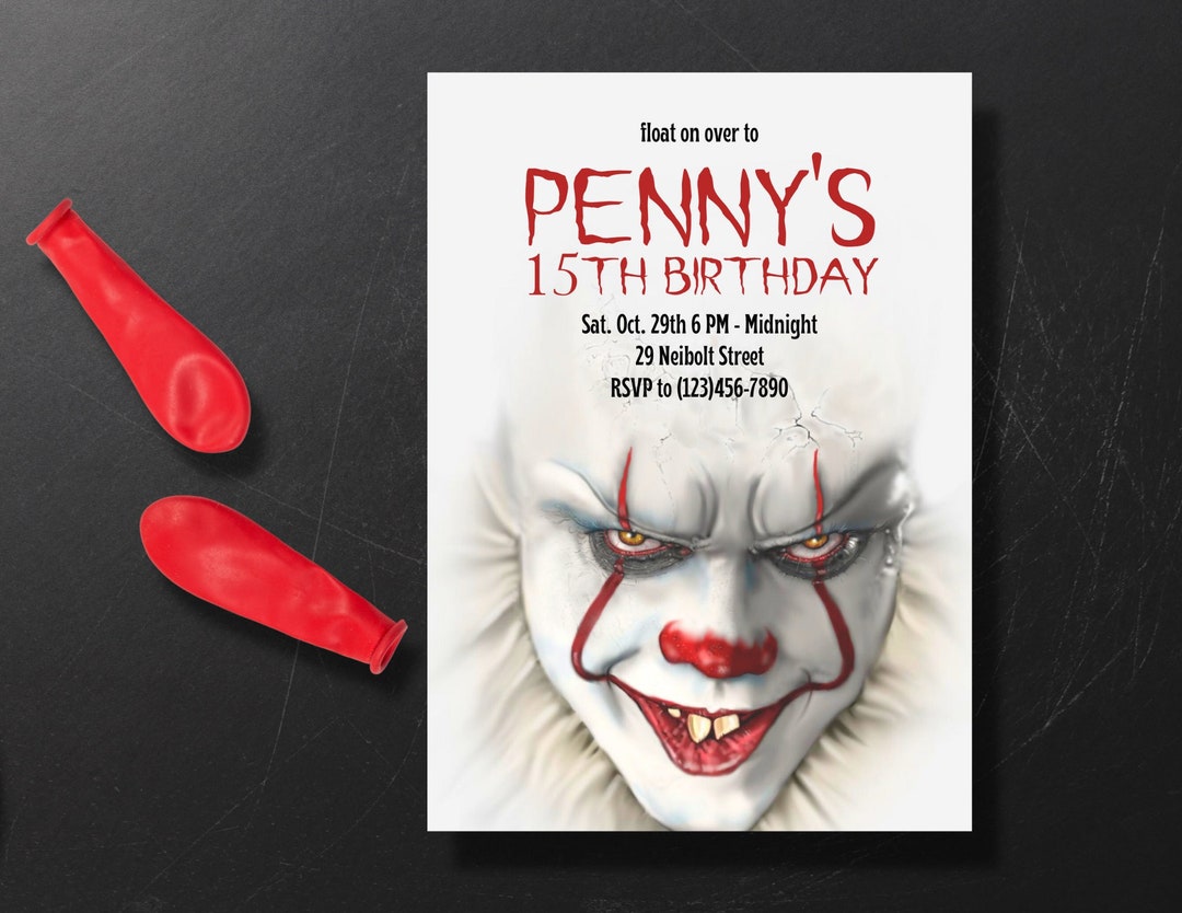 Customizable IT Pennywise Invitation - FREE RUSH! - Etsy