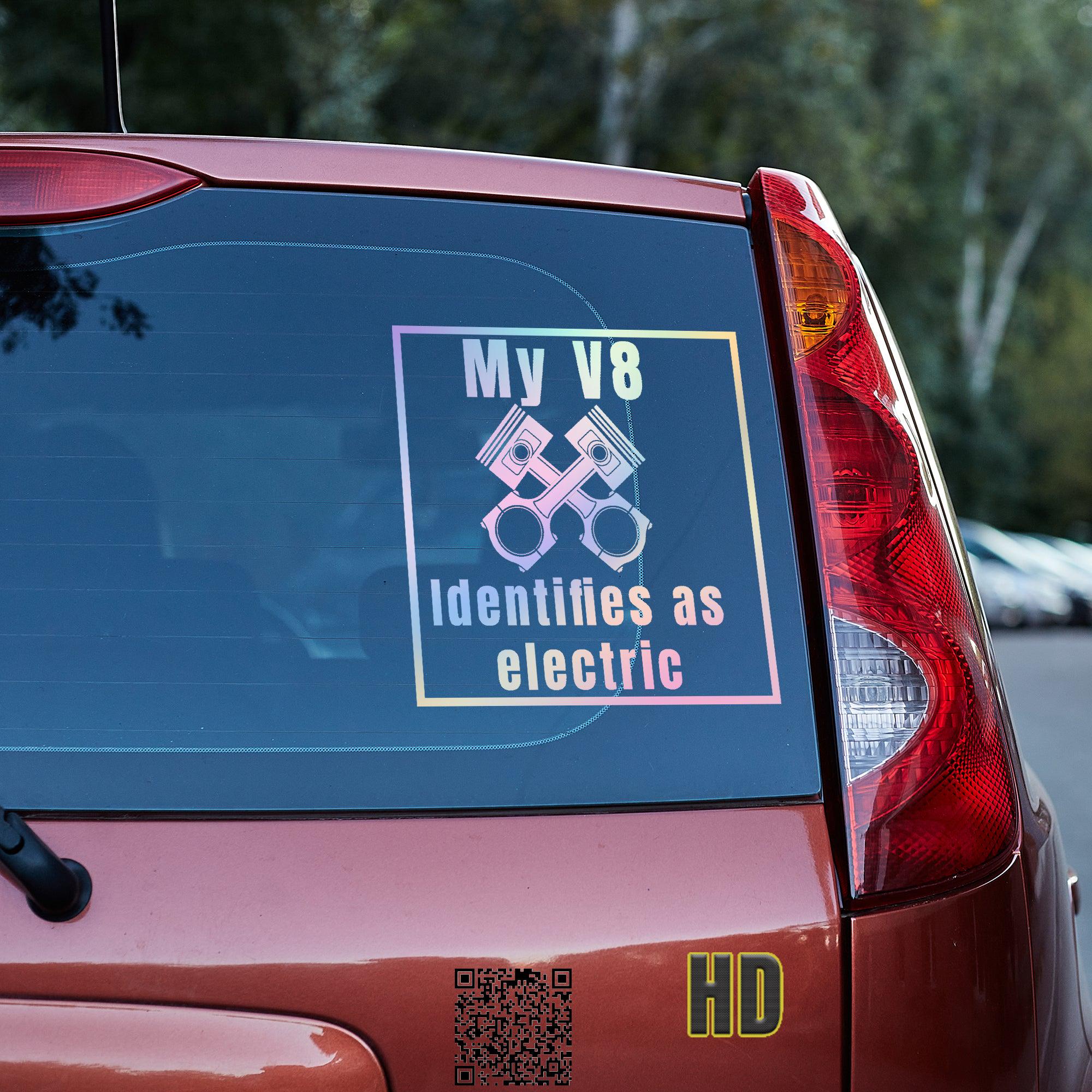 My V8 Identifies as Electric Vinyl Decal,ev,american Muscle,truck ...
