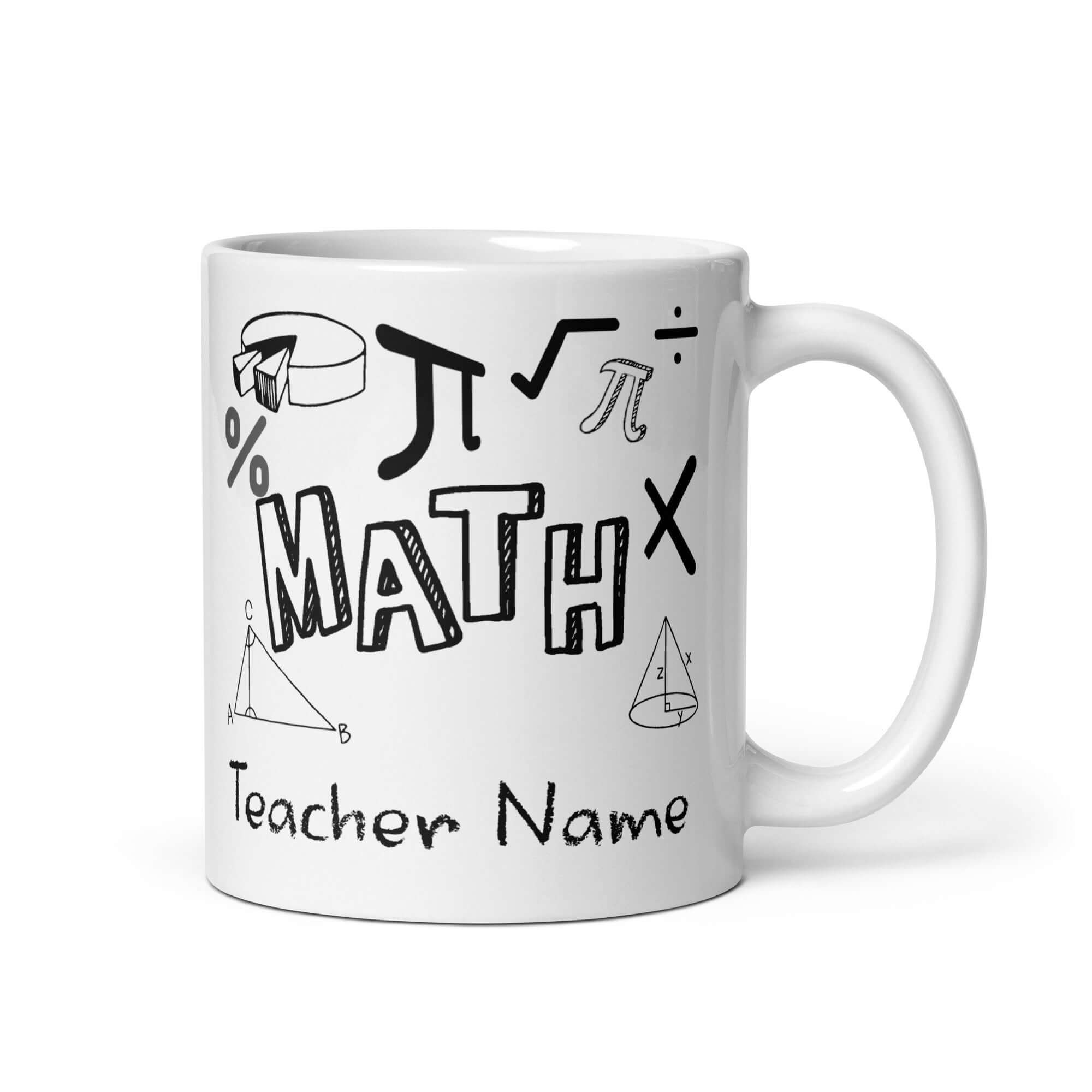 Customizable Math Teacher Mug, Personalized Name Coffee Cup, Math ...