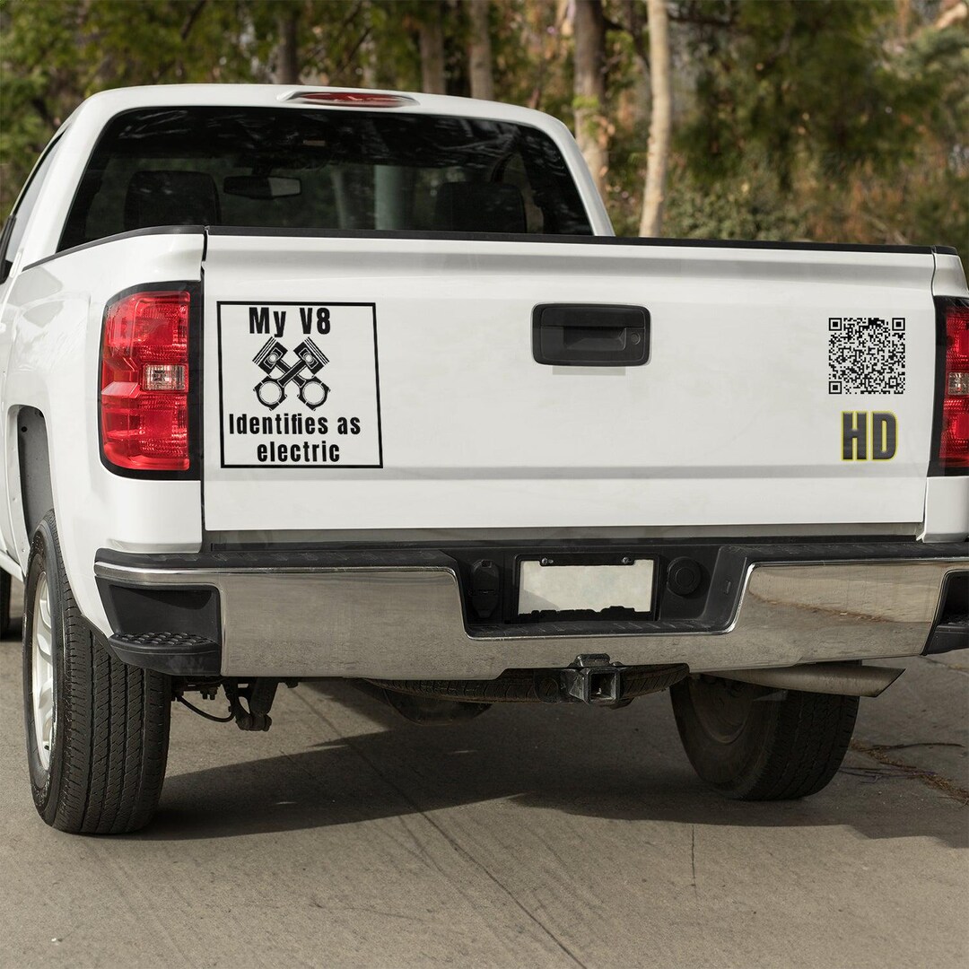 My V8 Identifies as Electric Vinyl Decal,ev,american Muscle,truck ...