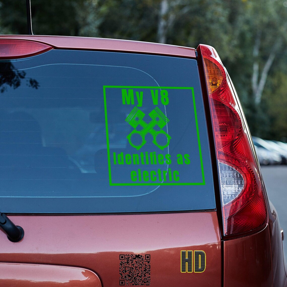 My V8 Identifies as Electric Vinyl Decal,ev,american Muscle,truck ...