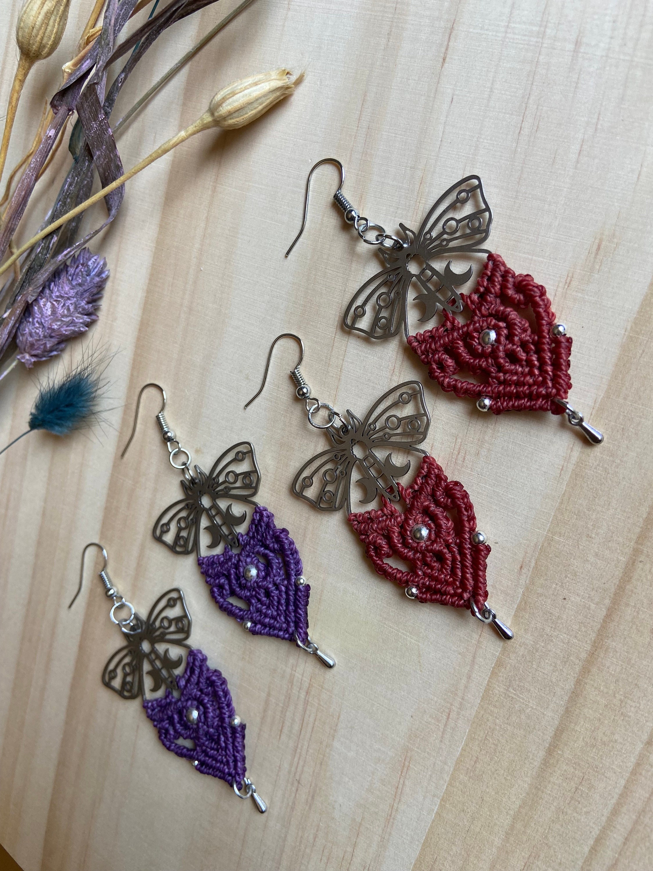 Customizable Macrame Boho Gypsy Moth Moons Celestial Goth Customizable ...