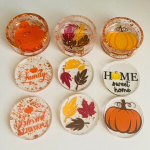Fall Resin Coaster Set of 4 With Matching Coaster Holder • Unique Fall ...