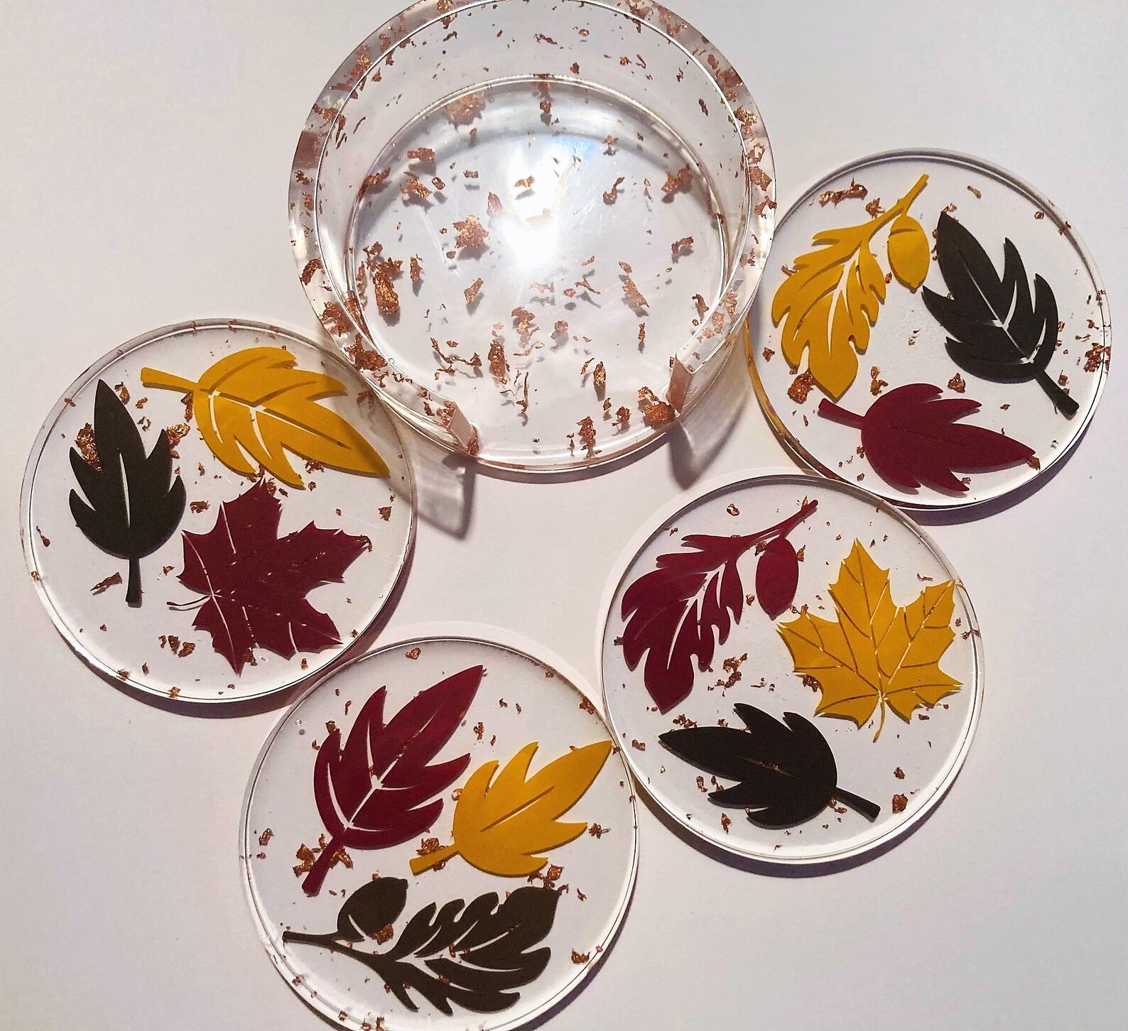 Fall Resin Coaster Set of 4 With Matching Coaster Holder • Unique Fall ...