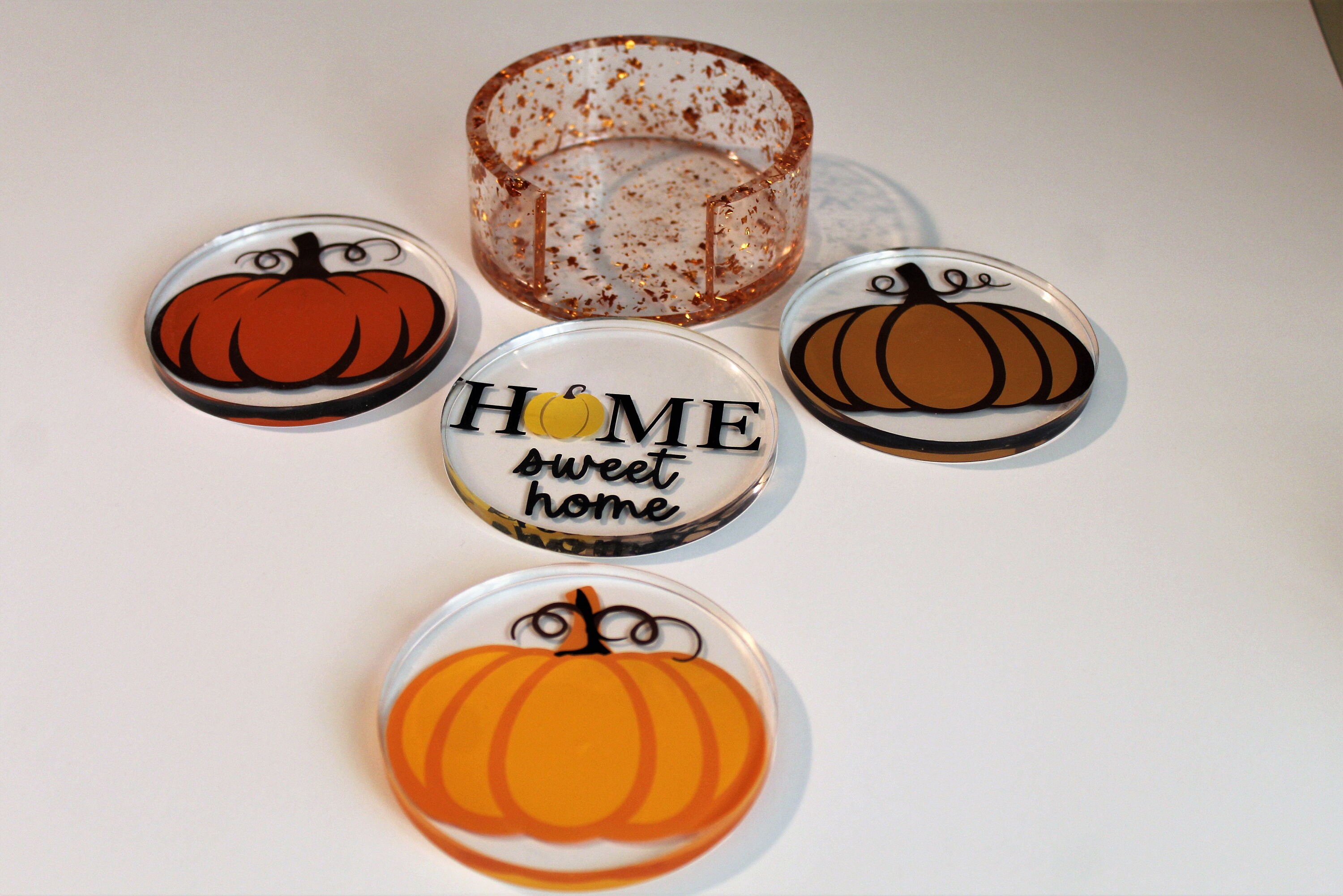 Fall Resin Coaster Set of 4 With Matching Coaster Holder • Unique Fall ...
