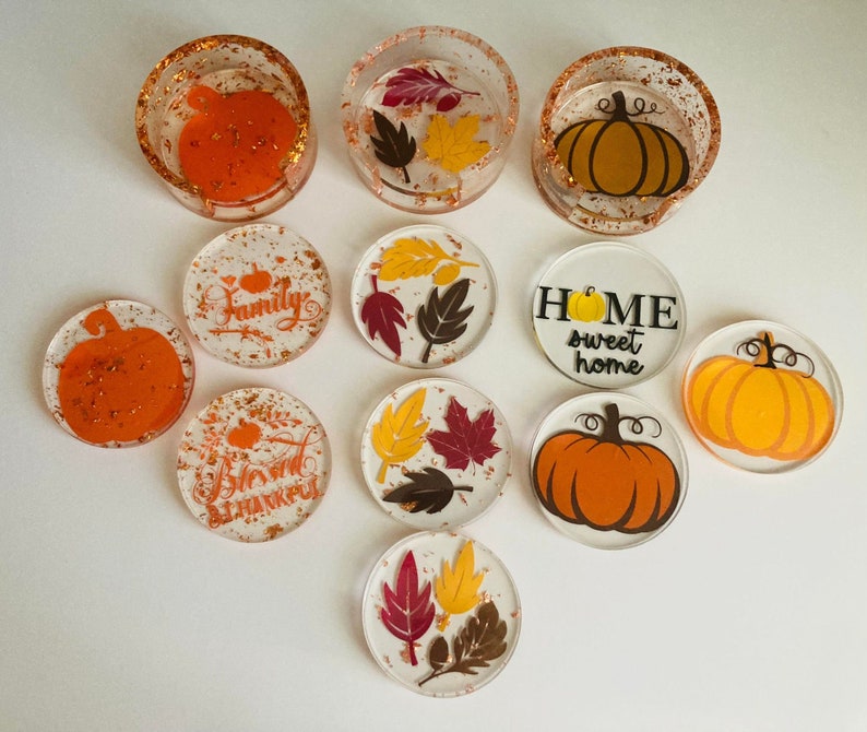 Fall Resin Coaster Set of 4 With Matching Coaster Holder • Unique Fall ...