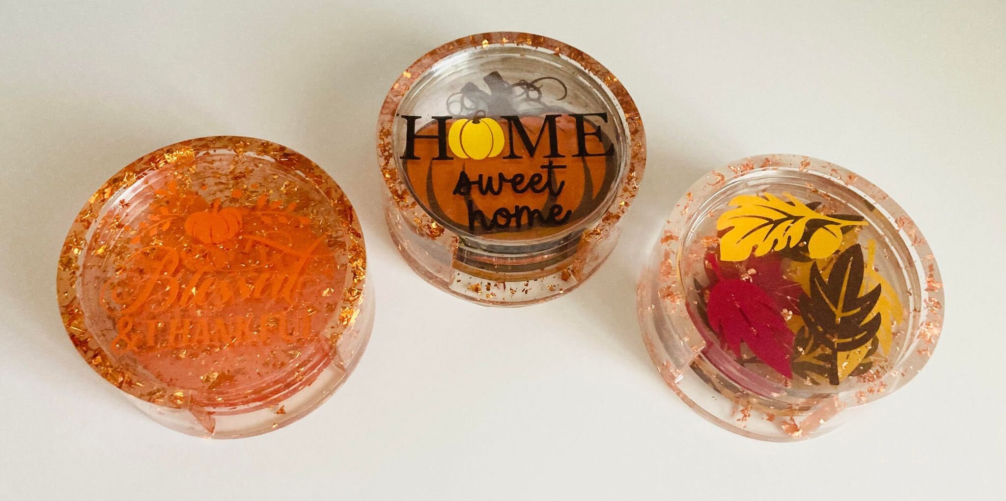 Fall Resin Coaster Set of 4 With Matching Coaster Holder • Unique Fall ...