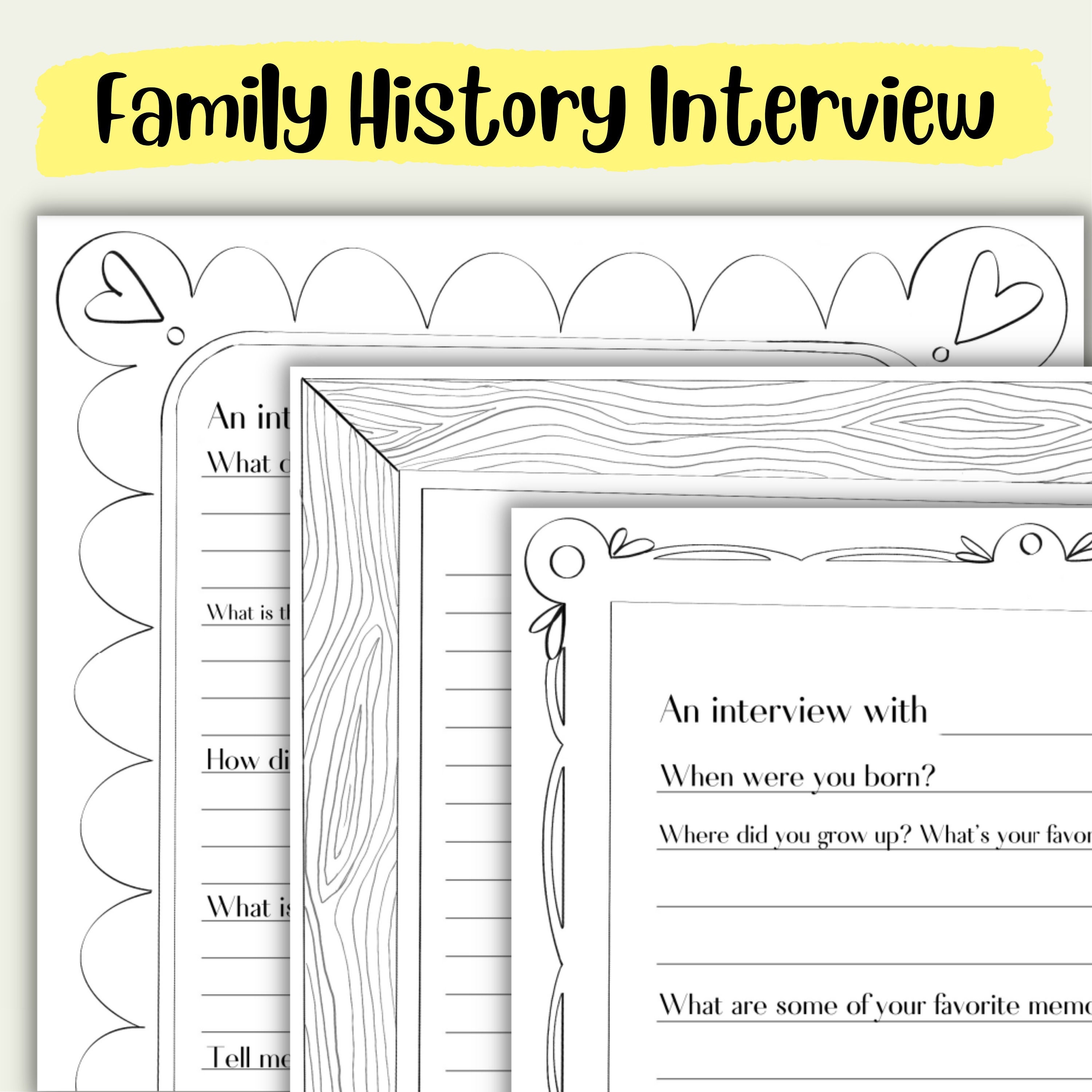 Family History Interview Questions | Instant Download | Senior ...