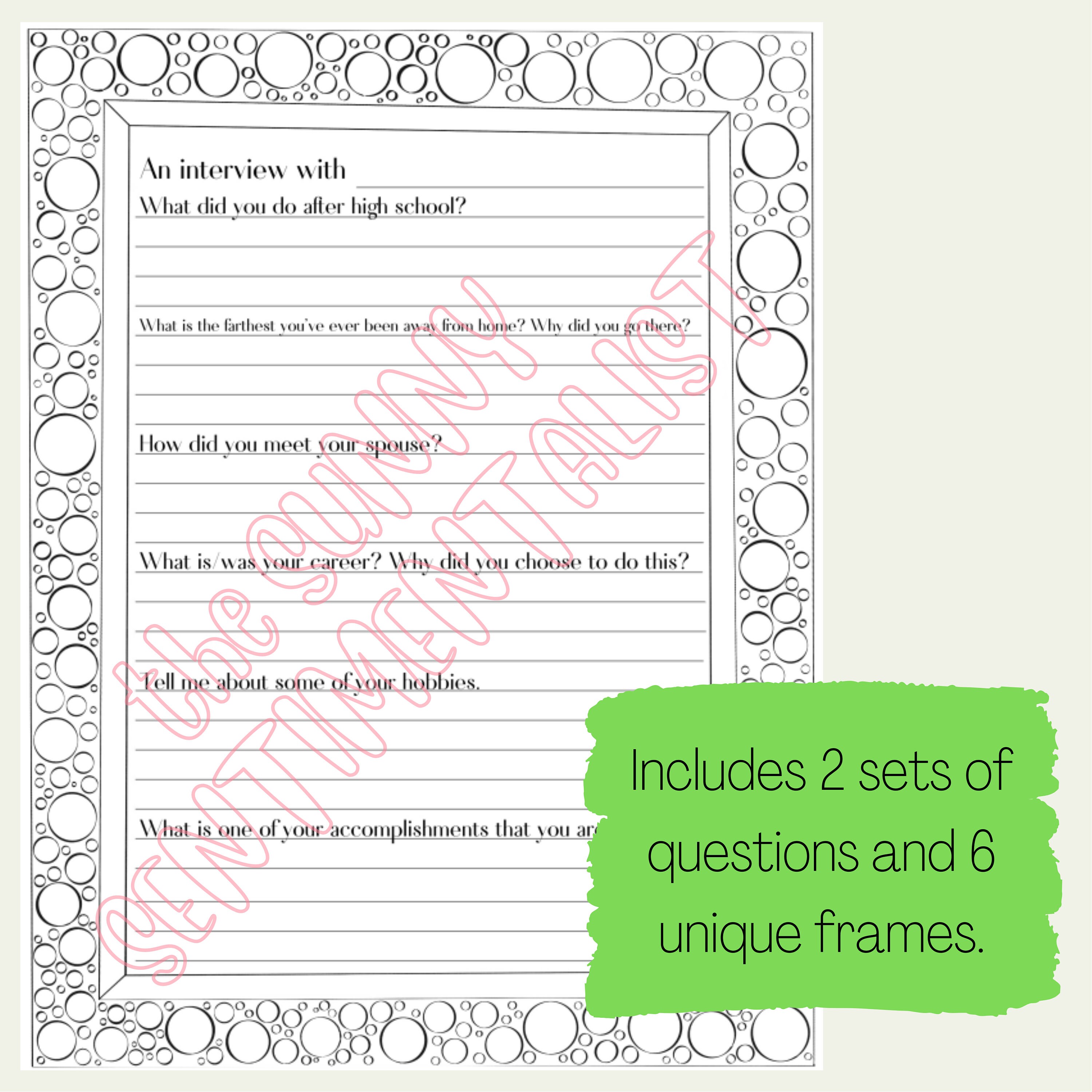 Family History Interview Questions | Instant Download | Senior ...