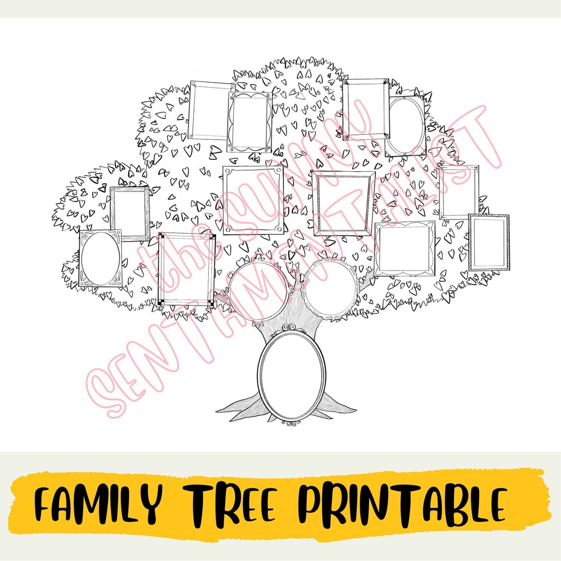 Family Tree Printable Instant Download Pedigree Chart for - Etsy