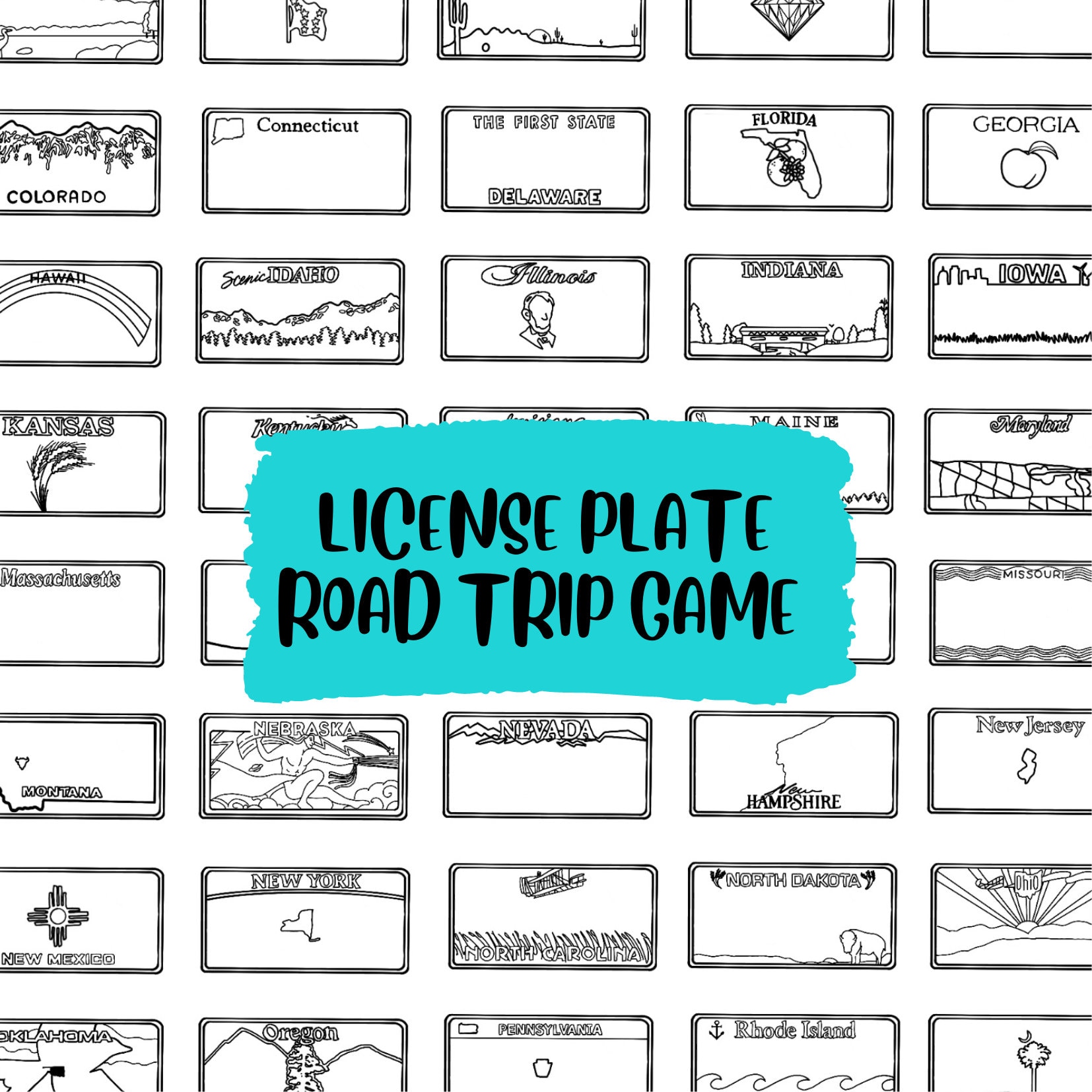 U.S. License Plate Game | Instant Download | Road Trip Activity - Etsy