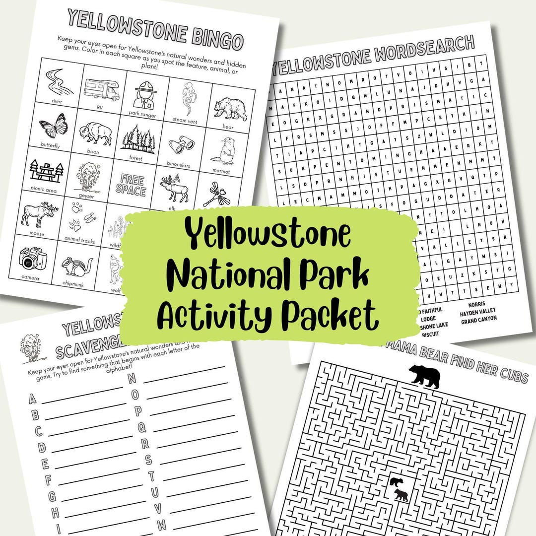 Yellowstone National Park Activity Packet | Coloring Book | Digital ...