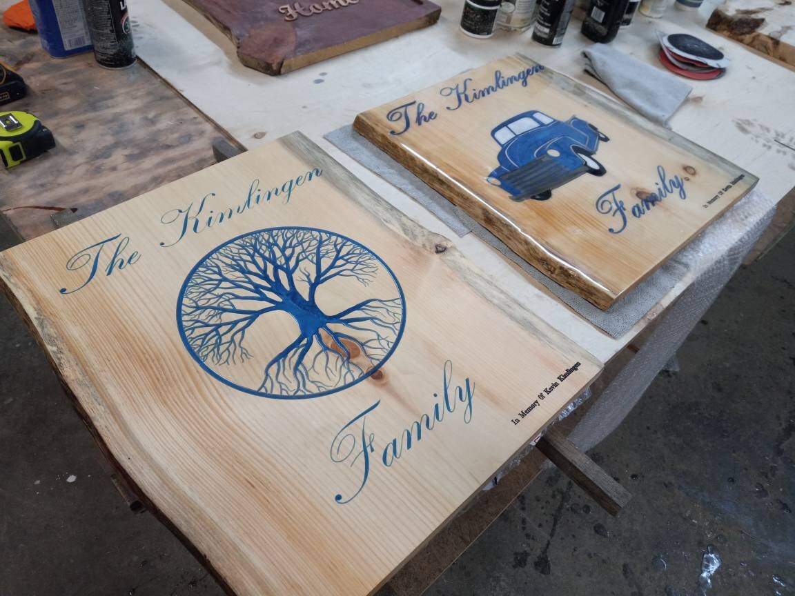 Live Edge Sign-epoxy Last Name Sign Tree of Life - Etsy