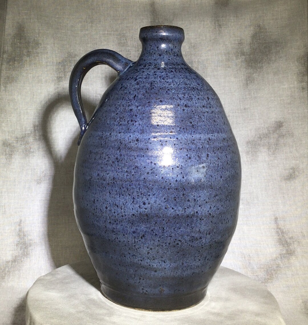 Southern Folk Art 58 Oz. Blue Stoneware Jug, Cider Jug, Whiskey Jug ...