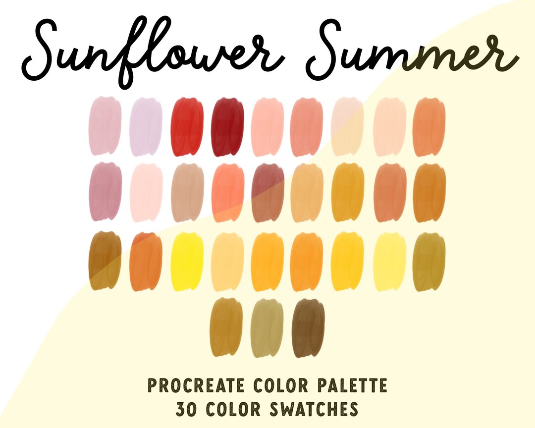 Sunflower Summer Procreate Color Palette Spring Summer Colors Texas