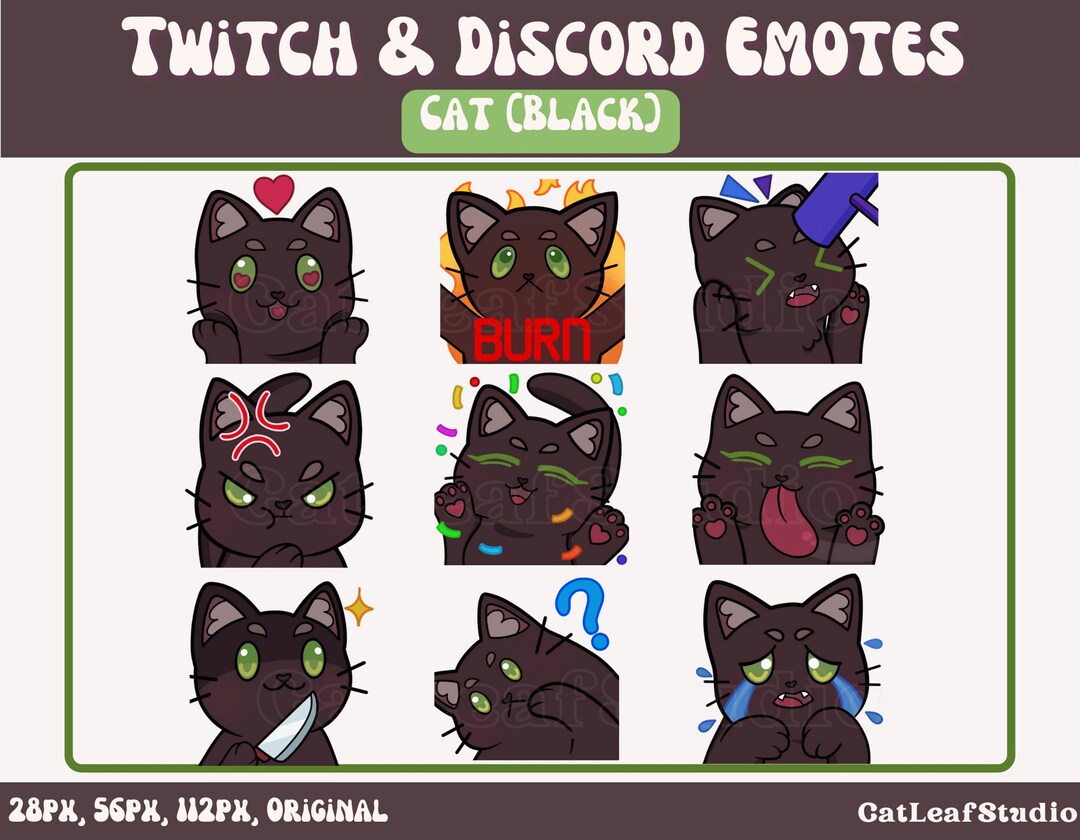 Emotes de gato negro / Emotes de animales / Emotes de Twitch / Emotes ...