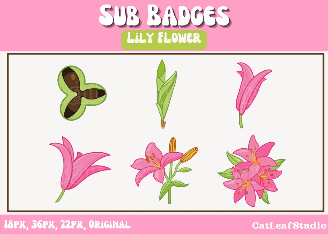 Lily Sub Badges Flower Sub Badges Twitch Sub Badges Youtube Badges - Etsy