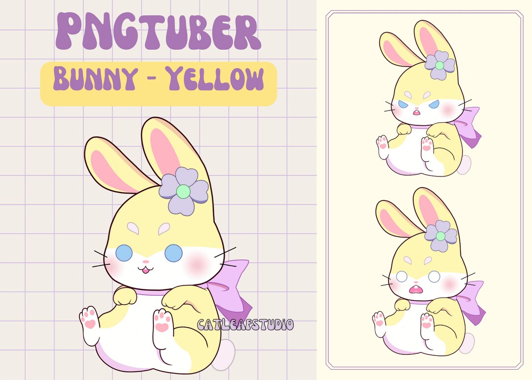 Rabbit Pngtuber 'bunny Yellow' 3 Emotions Animal Vtuber Ready for ...