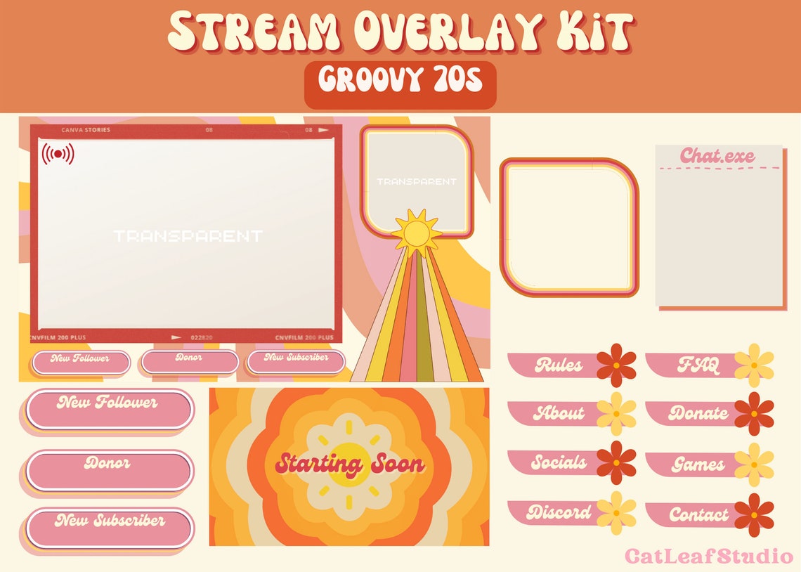 Twitch Stream Overlay Package Groovy 70s - Etsy