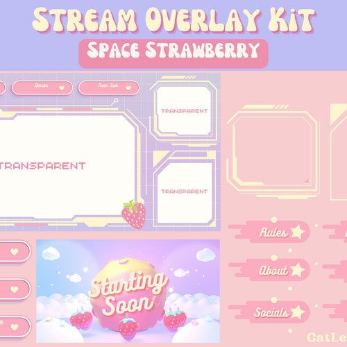 Strawberry Milk Animated Stream Overlay Package for Twitch - Etsy