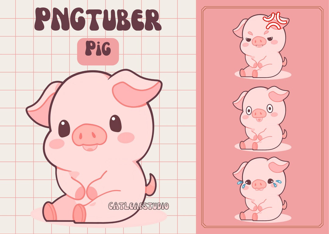 Animal Pngtuber 'pig' 4 Emotions Animal Vtuber Ready for Veadotube - Etsy