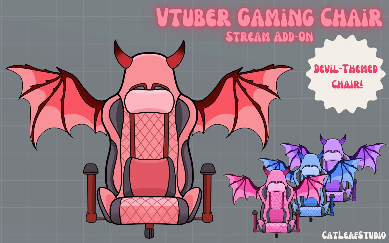 Vtuber Devil Gaming Chair 4 Colors Stream Add-on Vtuber Accessory ...