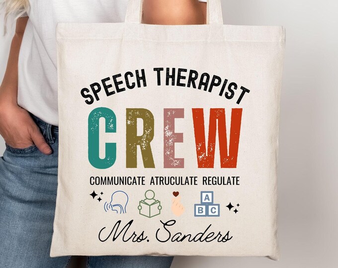 Speech Therapist Gift, SLP Custom Name Speech Language Pathologist Bag ...