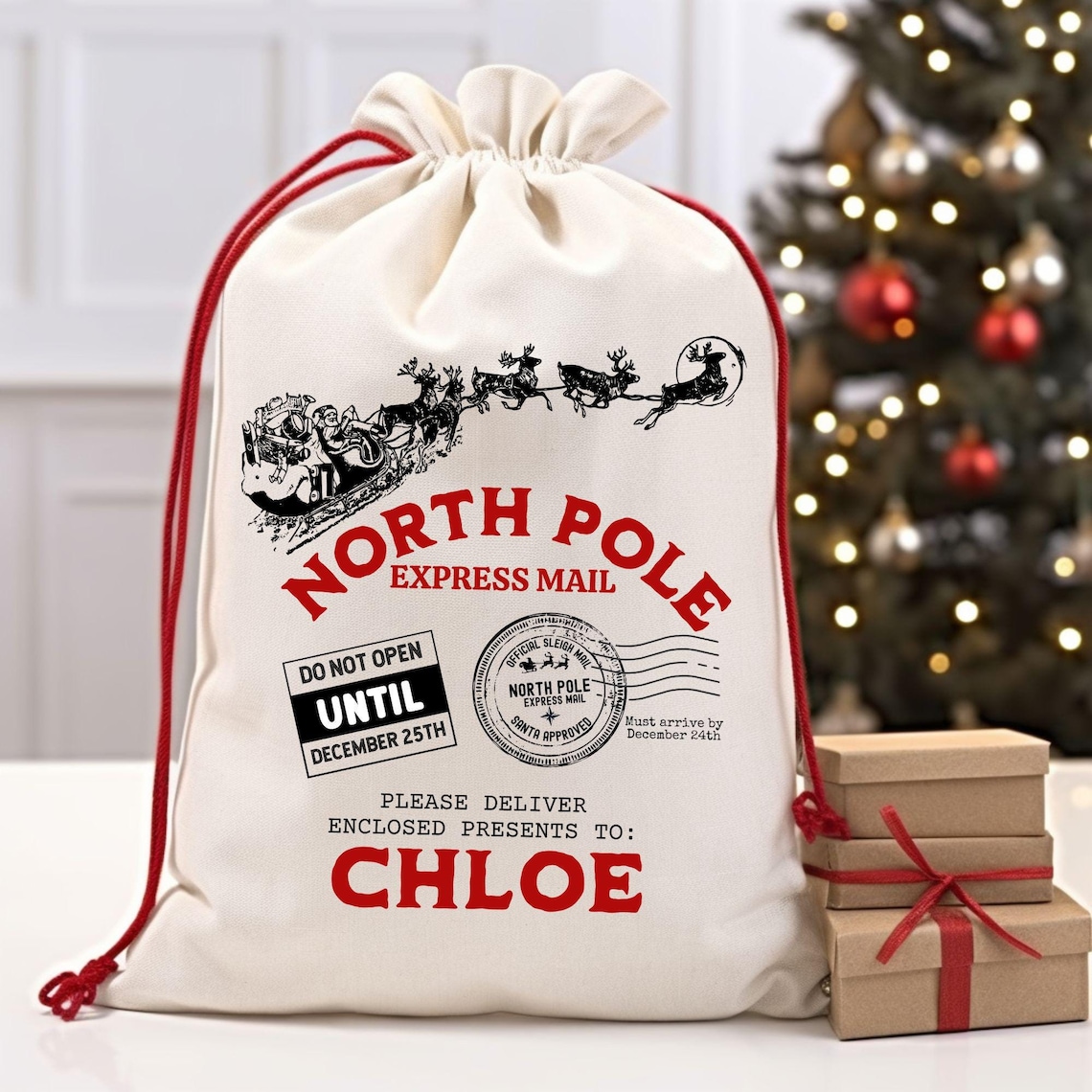 Personalized North Pole Santa Sack Presents Bag Christmas Gift Sack ...