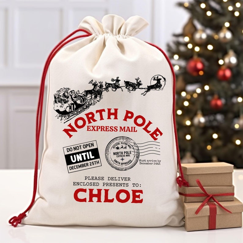 Personalized North Pole Santa Sack Presents Bag Christmas Gift Sack ...