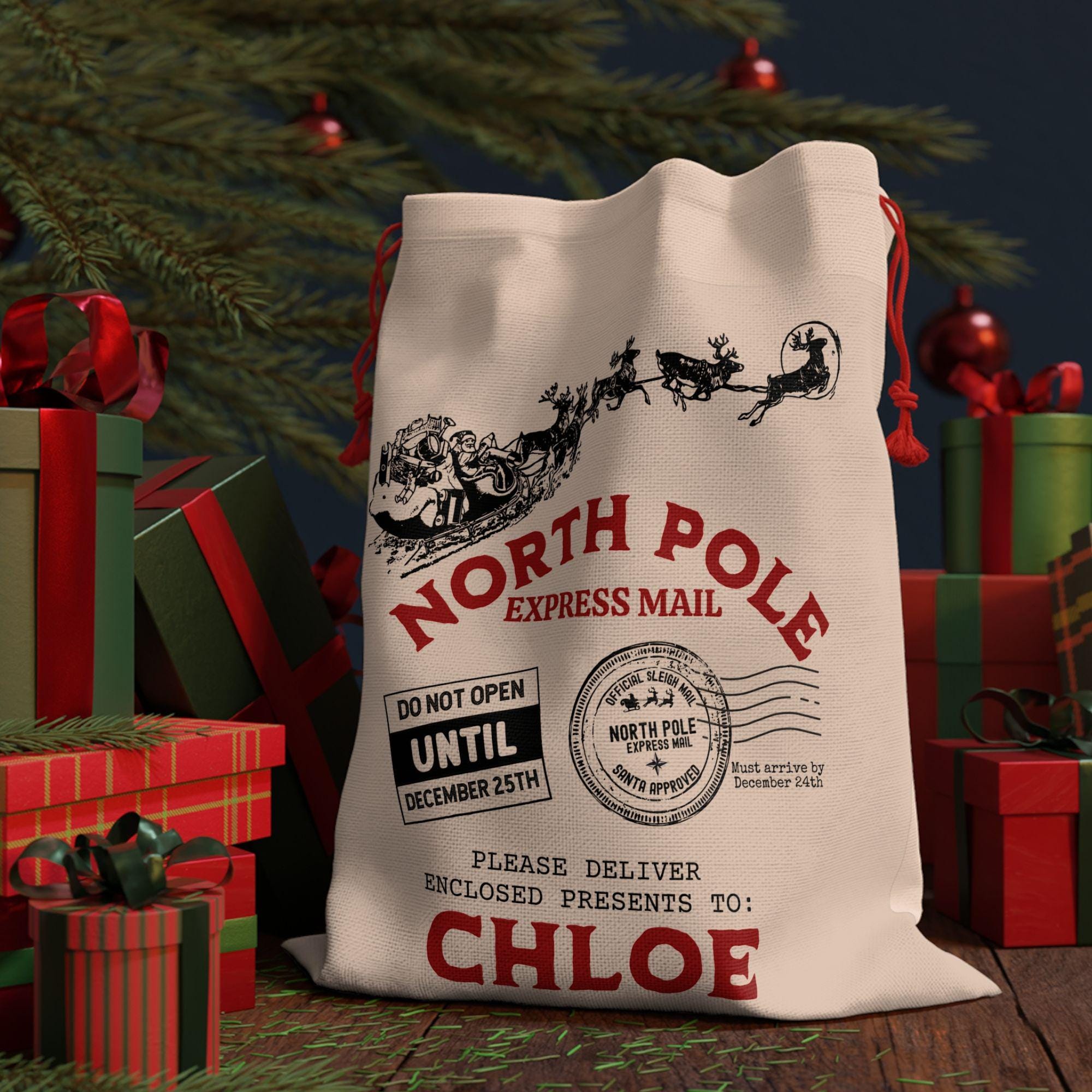 Personalized North Pole Santa Sack Presents Bag Christmas Gift Sack ...