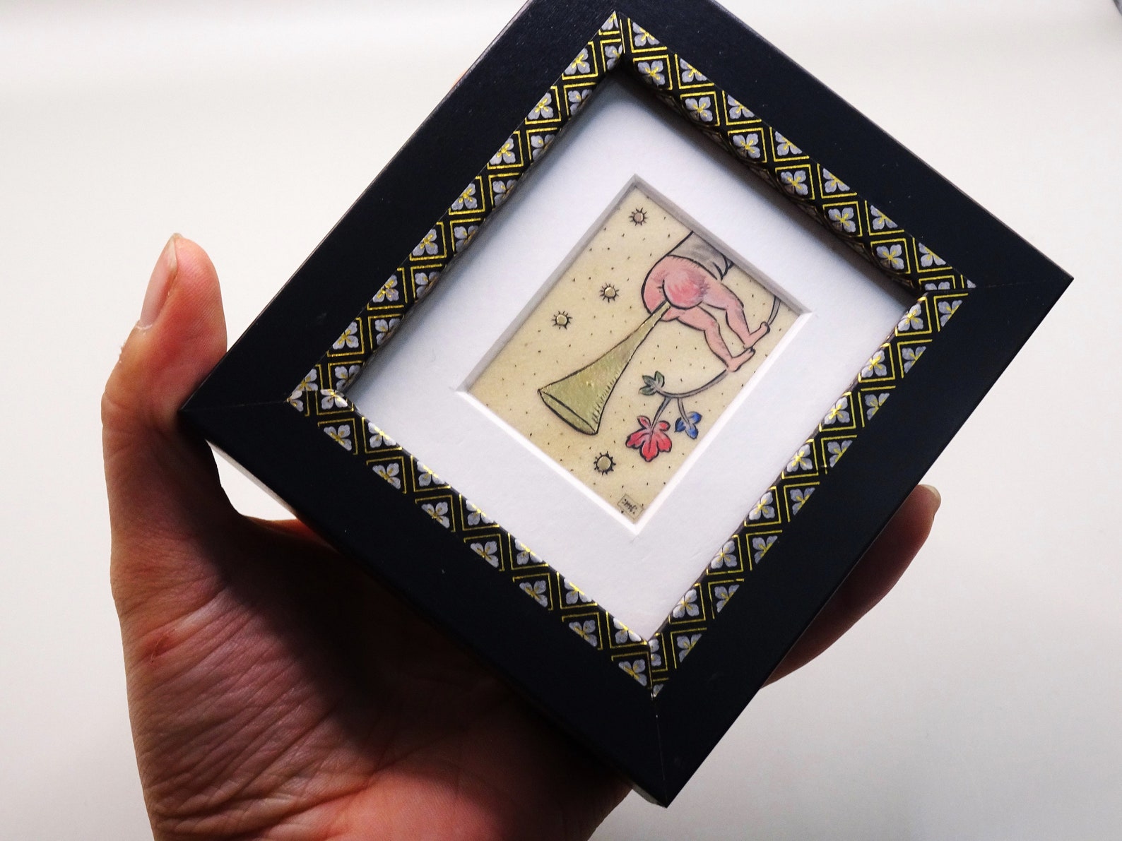 Medieval Butt Trumpet, Original Handmade Miniature Painting, Mediaeval ...