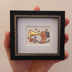 Medieval Butt Trumpet, Original Handmade Miniature Painting, Mediaeval ...