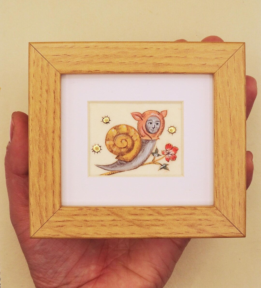 Medieval Snail (small) With Hat, Original Handmade Miniature Painting ...
