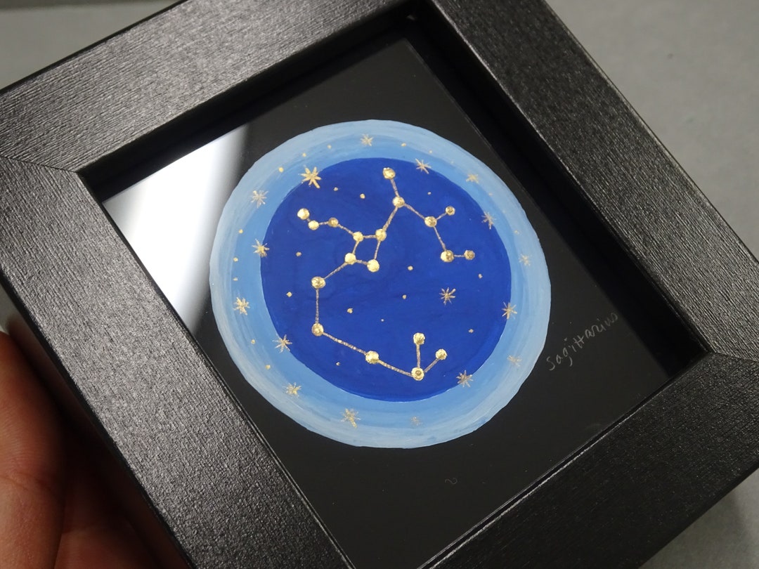 Gilded Constellation Painting, Original Medieval Zodiac Art, Framed ...