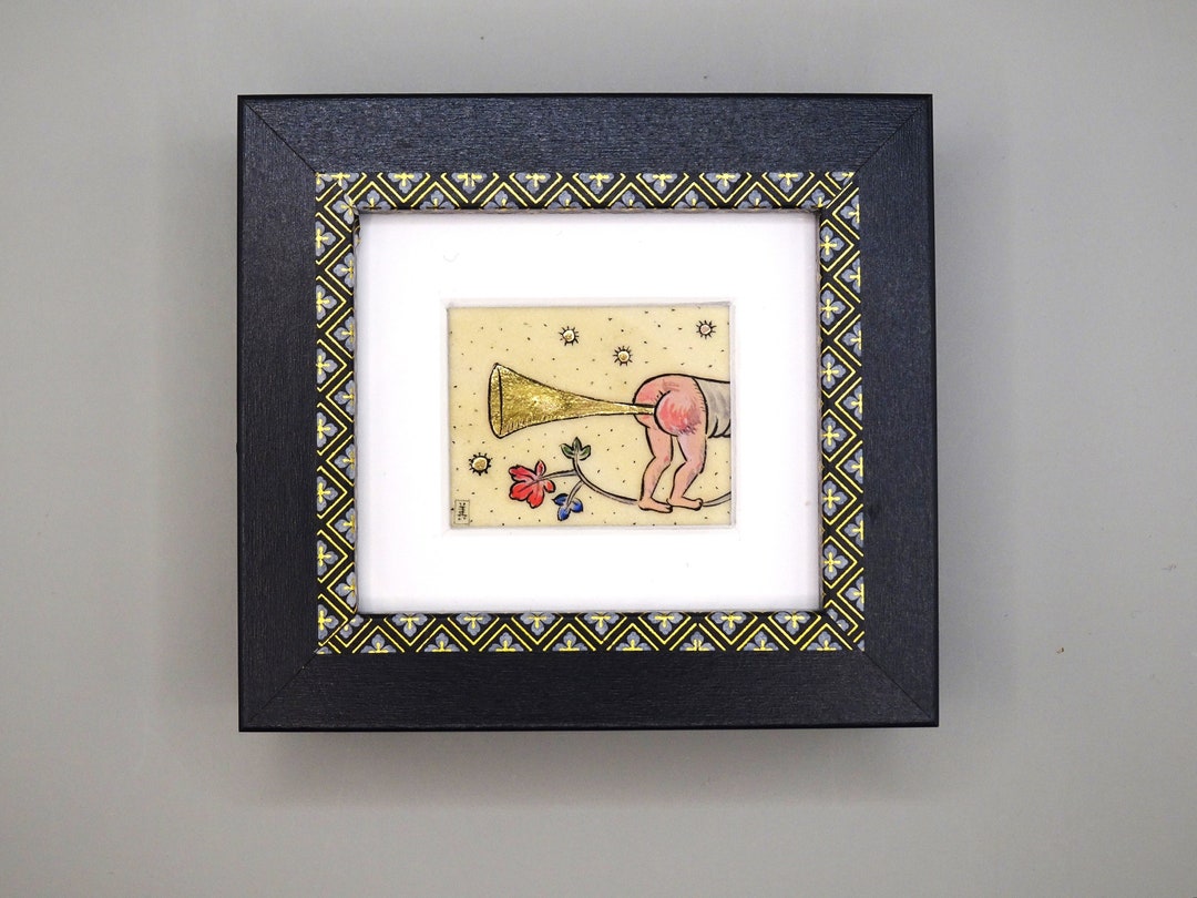 Medieval Butt Trumpet, Original Handmade Miniature Painting, Mediaeval ...