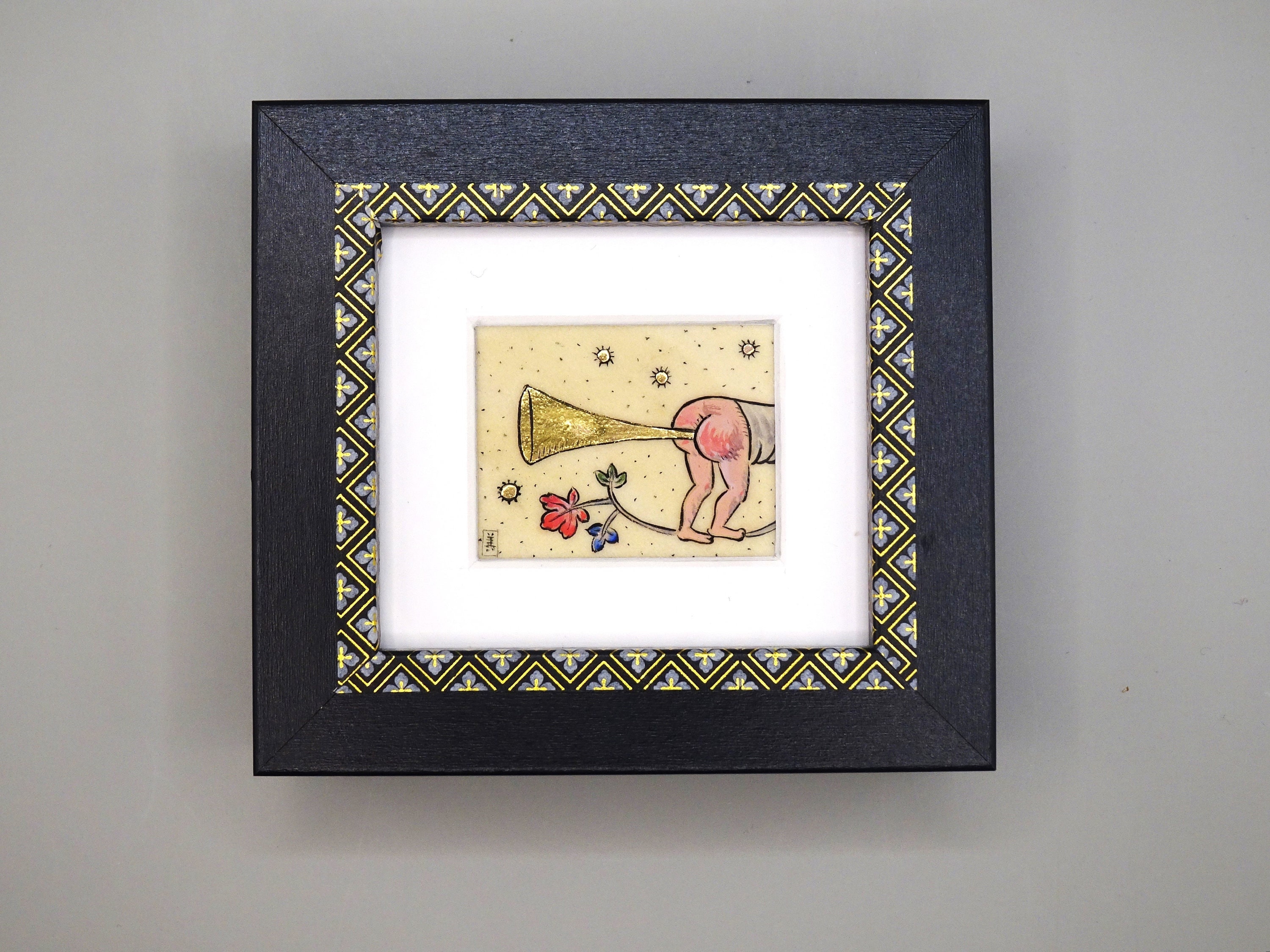 Medieval Butt Trumpet, Original Handmade Miniature Painting, Mediaeval ...