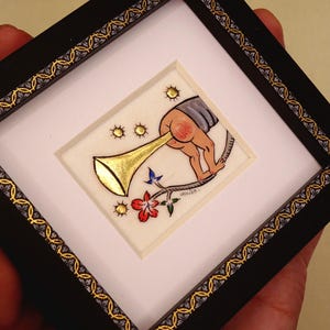 Medieval Butt Trumpet, Original Handmade Miniature Painting, Mediaeval ...