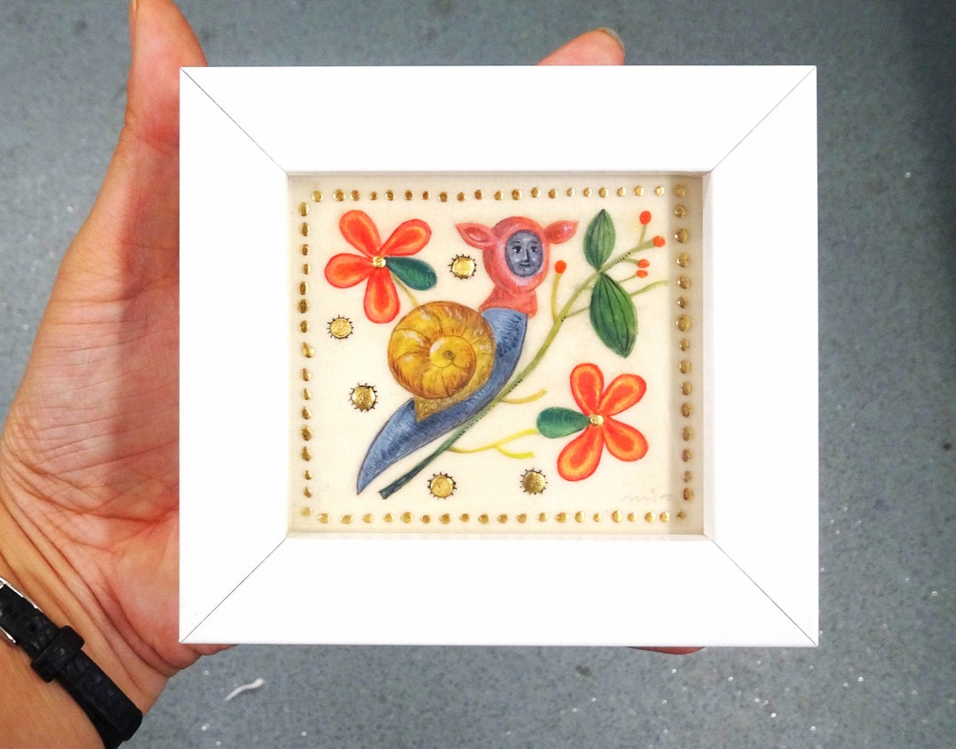 Medieval Snail, Original Handmade Miniature Painting, Medieval ...