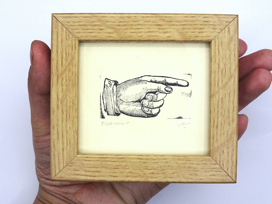 Original Print Manicule 'ecce Homo', Victorian Movable Type Letterpress ...