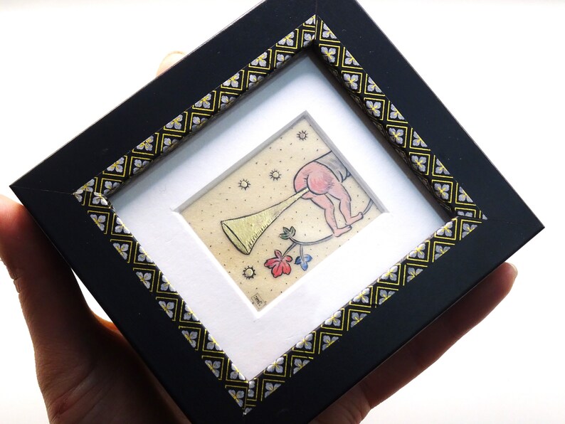 Medieval Butt Trumpet, Original Handmade Miniature Painting, Mediaeval ...