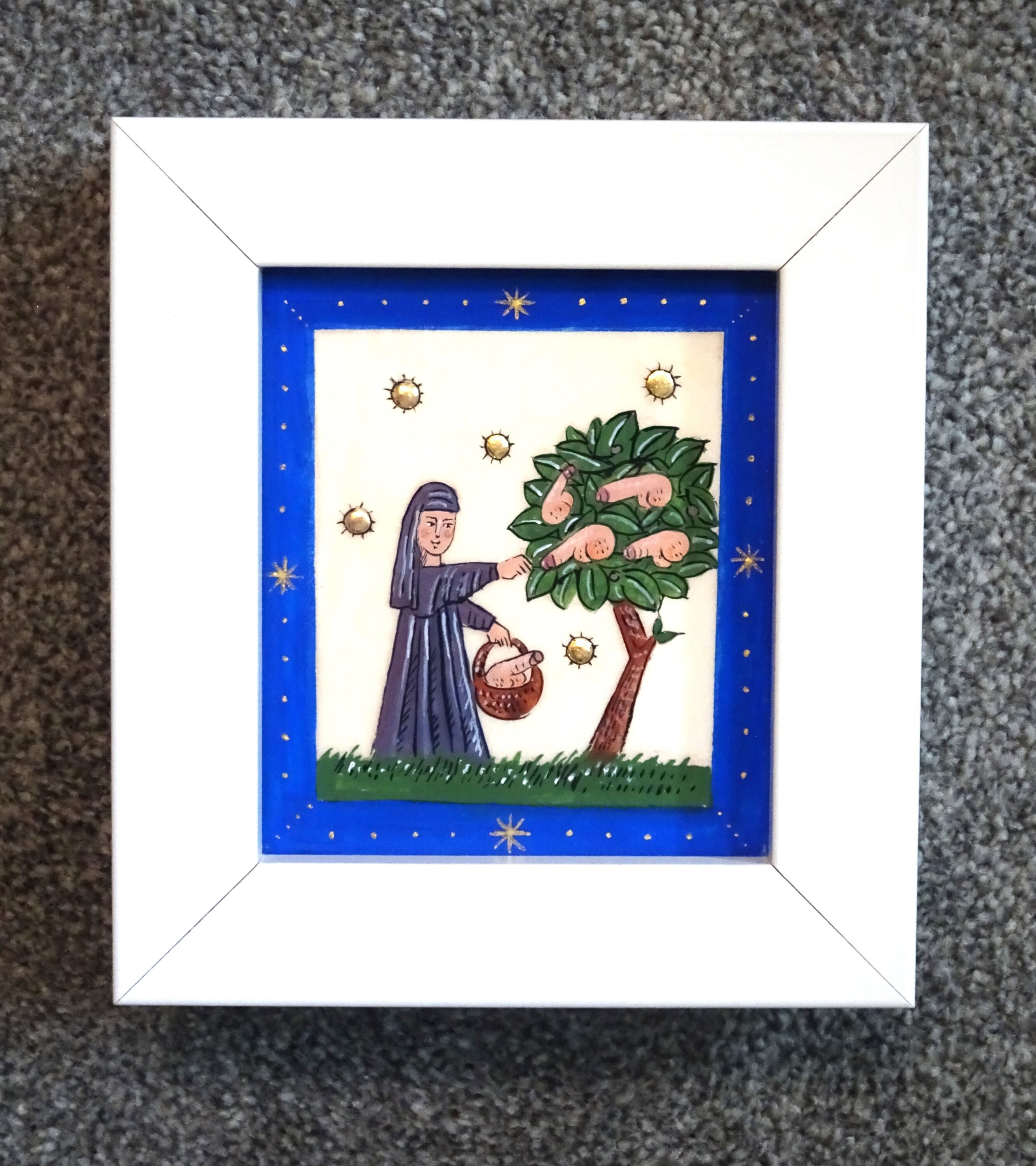 Medieval Nun With Phallus Tree large Handmade Miniature - Etsy
