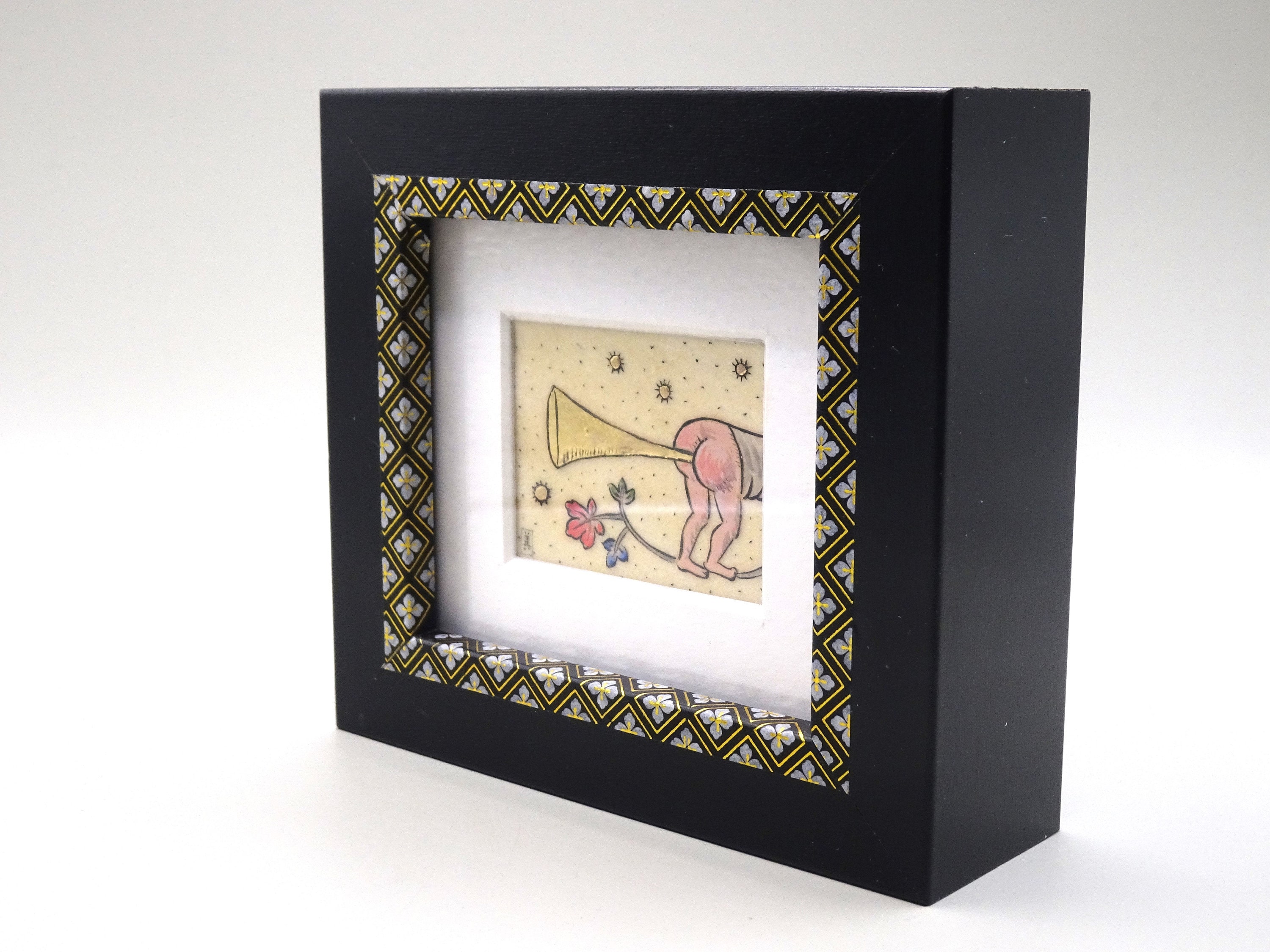 Medieval Butt Trumpet, Original Handmade Miniature Painting, Mediaeval ...