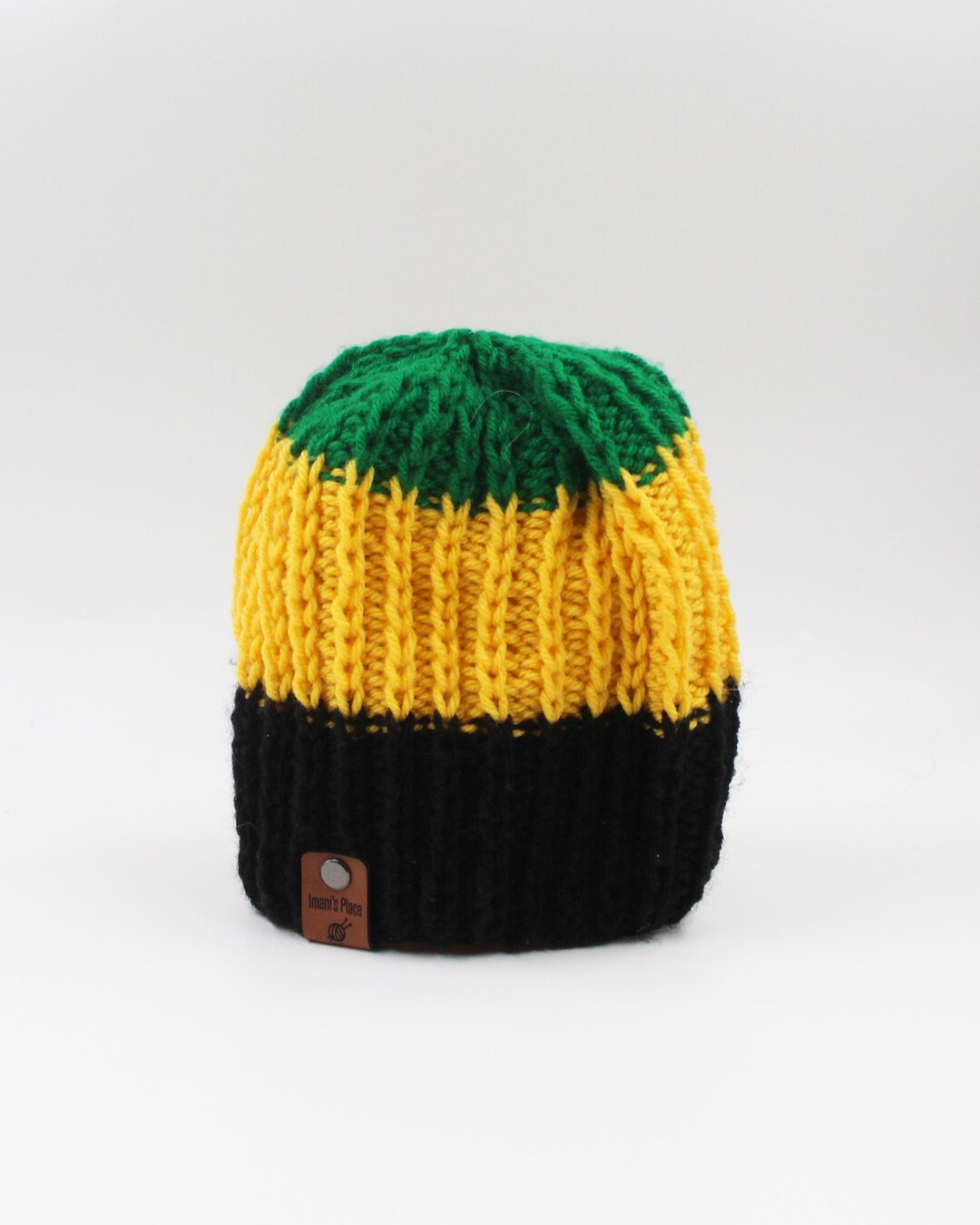 Handmade Hand Knit Cropped Raindrops Ribbed Jamaica Beanie Hat - Etsy