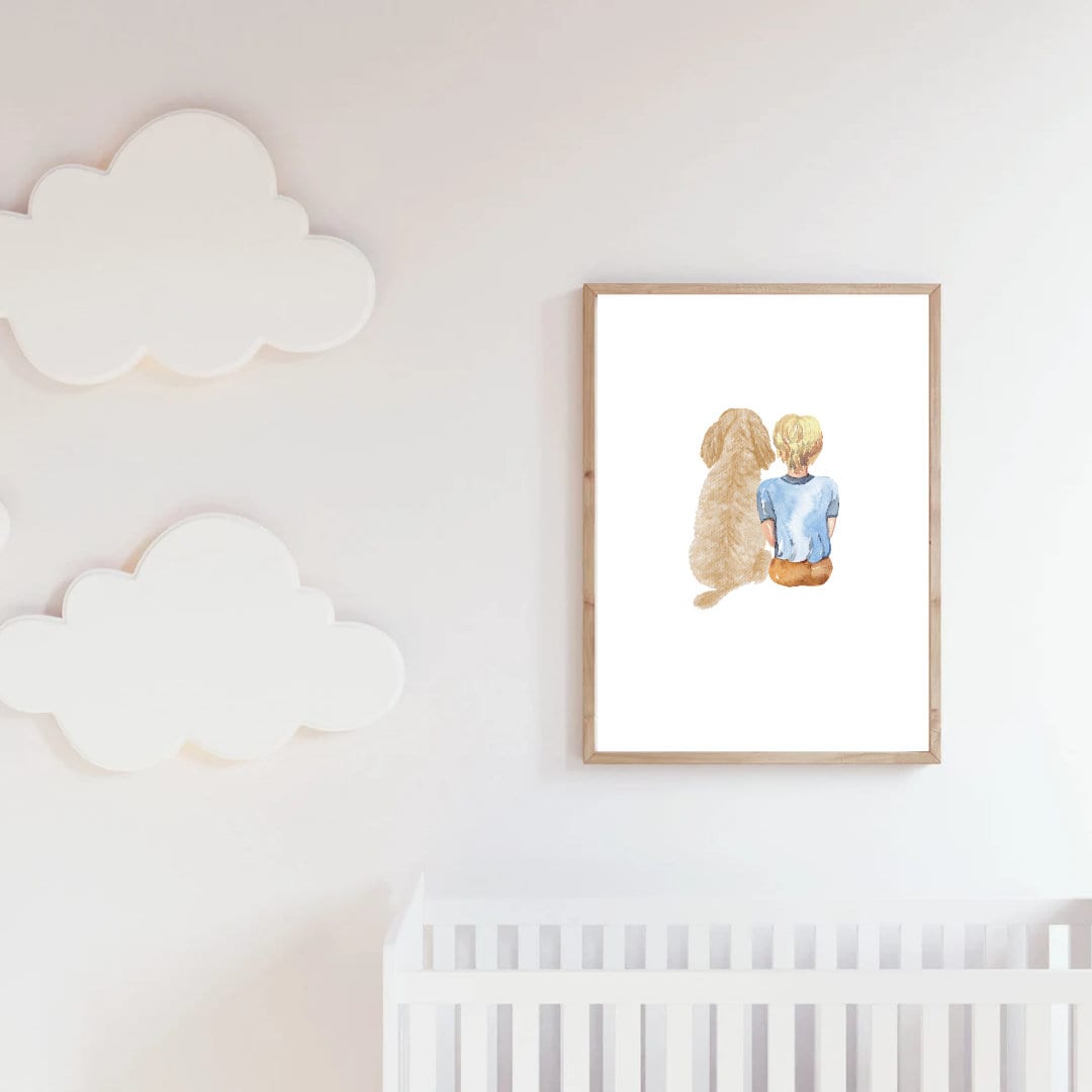 Goldendoodle and Boy Print: Nursery Wall Art (digital Download) - Etsy