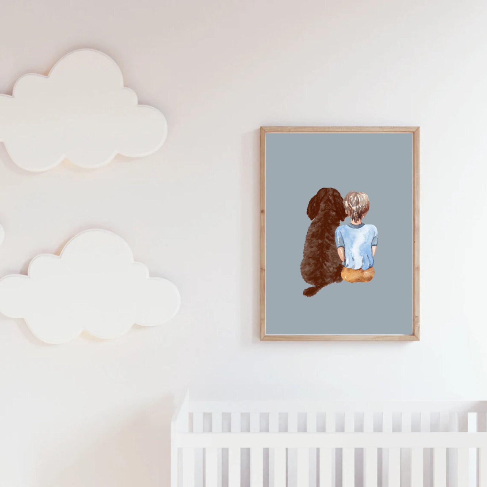 Boy and Dog Nursery Print. Dog Nursery Decor. Boy Nursery Art ...