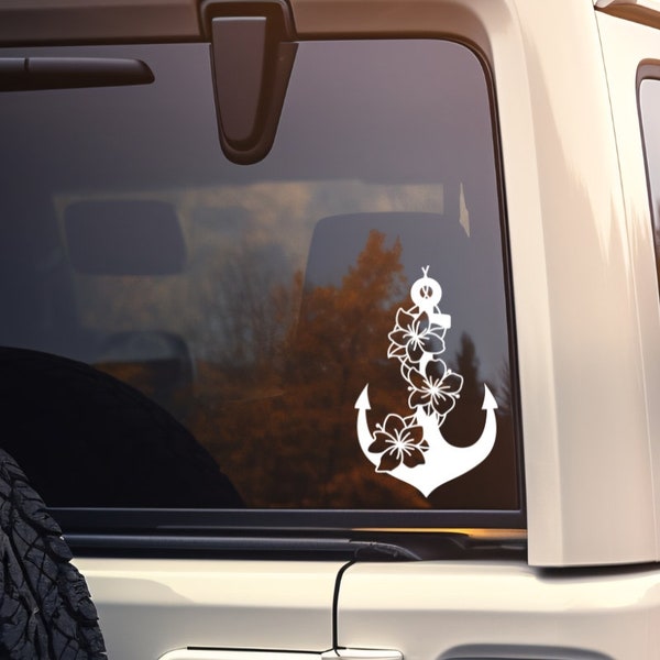 Anchor and Flower Decal - Etsy
