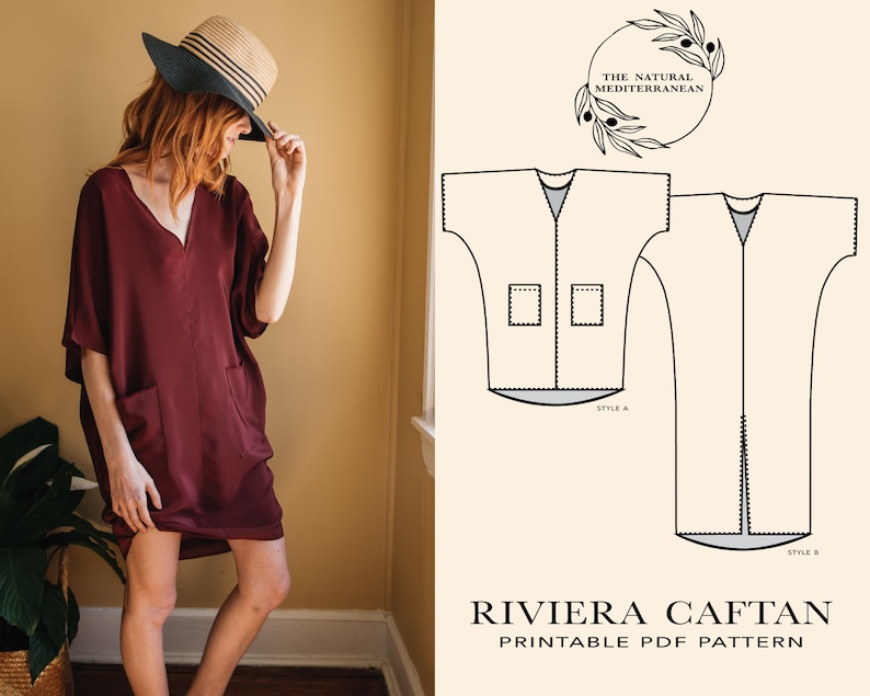 Women's Simple Caftan Dress Printable PDF Home Beginner Sewing Pattern ...