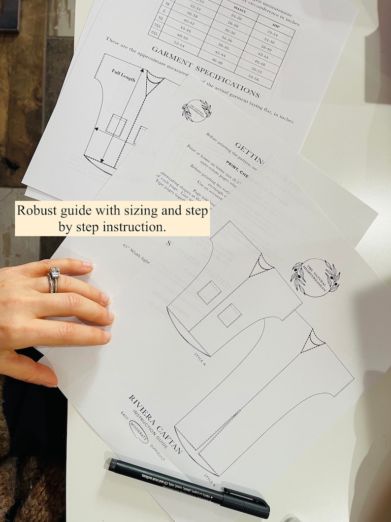 Women's Simple Caftan Dress Printable PDF Home Beginner Sewing Pattern ...