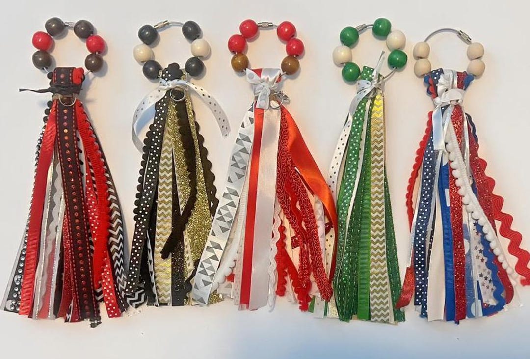 Ribbon Spirit Tassel, Sports Tassel, Football, Cheerleading, Bag Tag ...