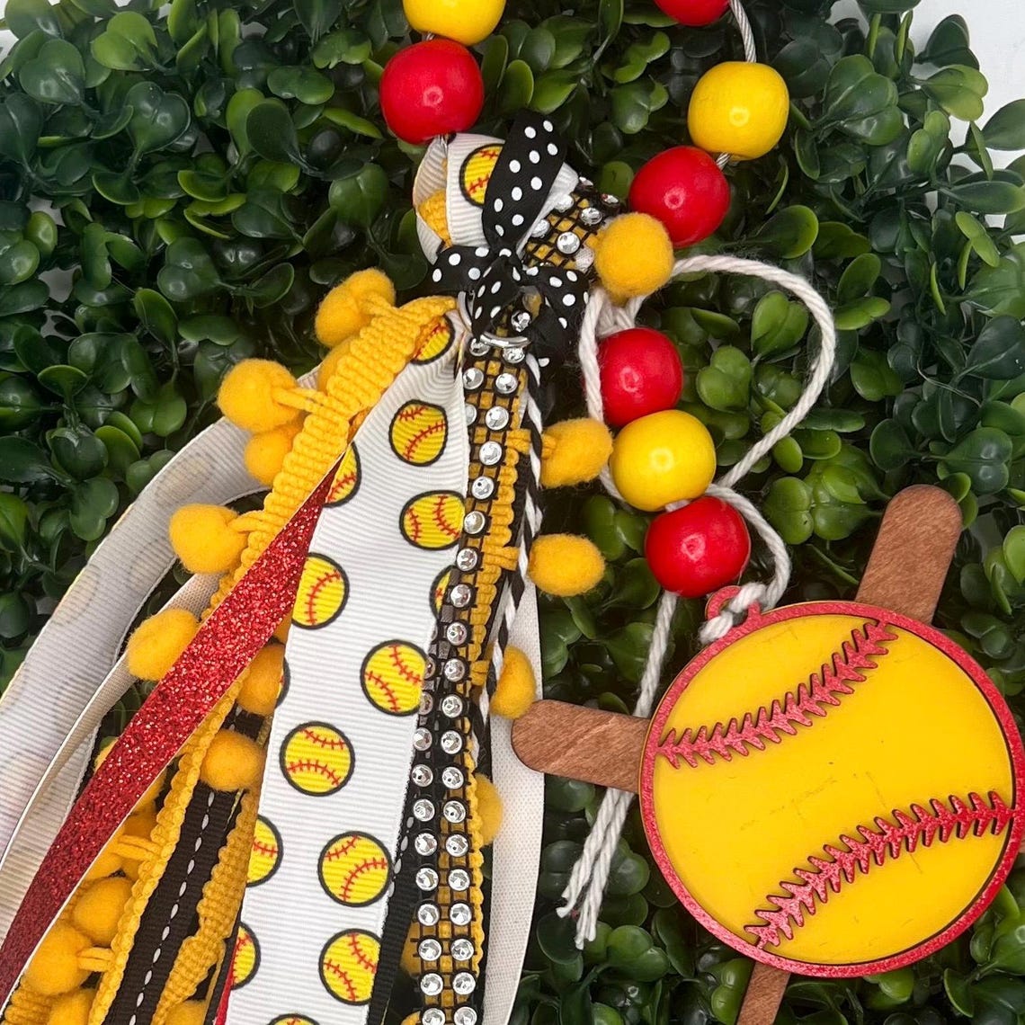 Softball Ribbon Tassel: Team Spirit Bag Tag, Personalized Colors - Etsy